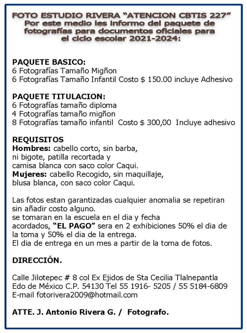 Atención Alumnos de 6to Semestre – CBTis 227