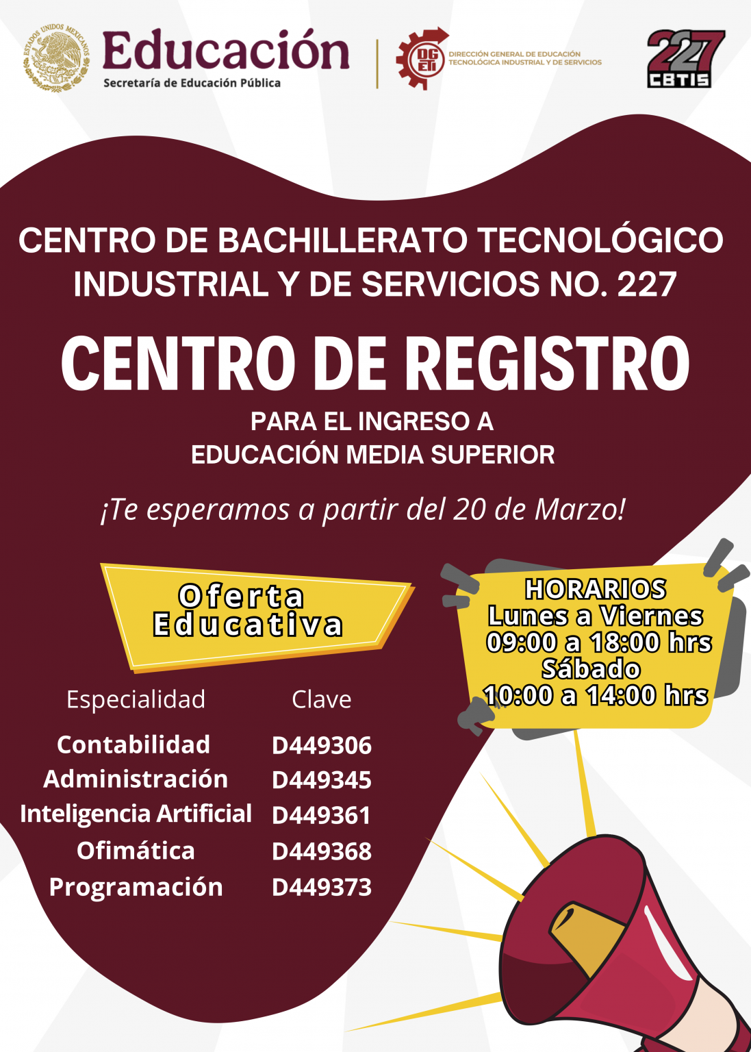Atención, alumnos de Tercero de Secundaria – CBTis 227